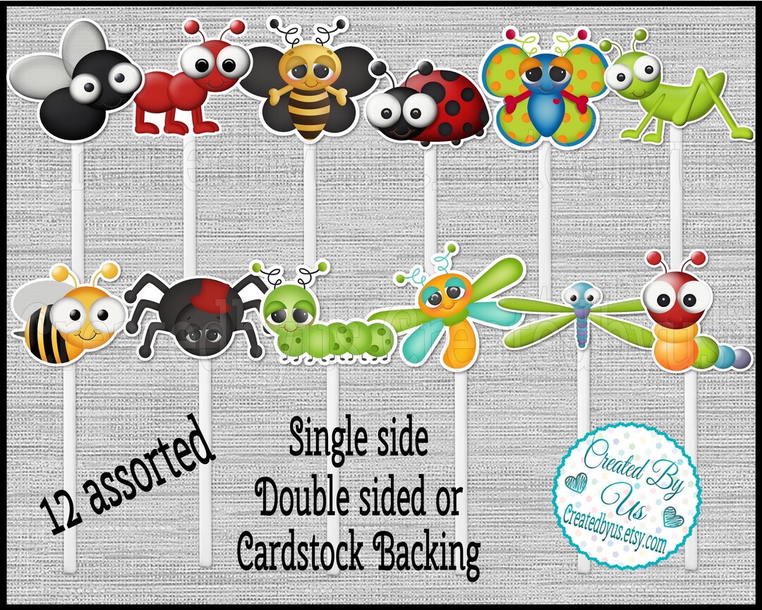 Bug Cupcake Toppers Insect Birthday Party Favors Cupcake Picks Double ...
