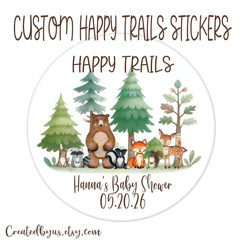 Happy Trails Treat Bag Labels, Woodland Baby Shower Stickers - Etsy