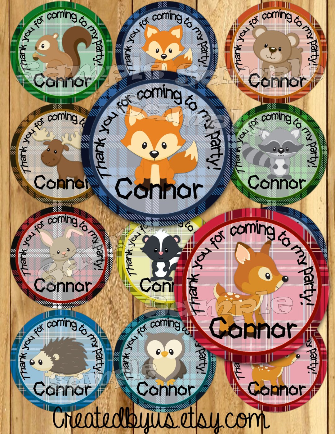 Woodland Birthday Stickers Party Favor Tag Thank You Tags Gift Tags ...