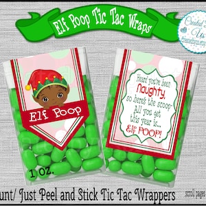 Boy Elf Poop Tic Tac Labels Stocking Stuffer Christmas Favors Tic Tac ...