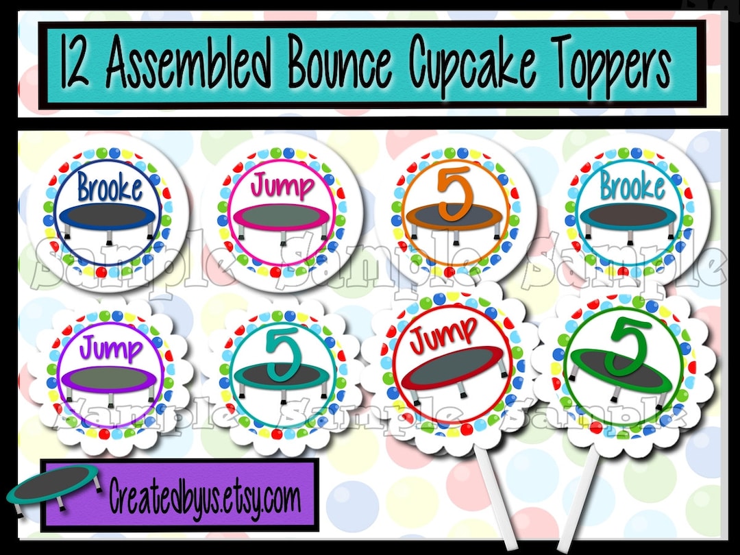 Trampoline Cupcake Toppers Jump Birthday Party Decorations Cupcake ...