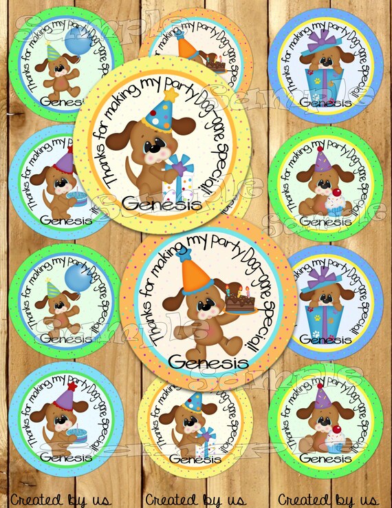 Puppy Birthday Stickers Party Favor Tags Thank You Tag Gift | Etsy