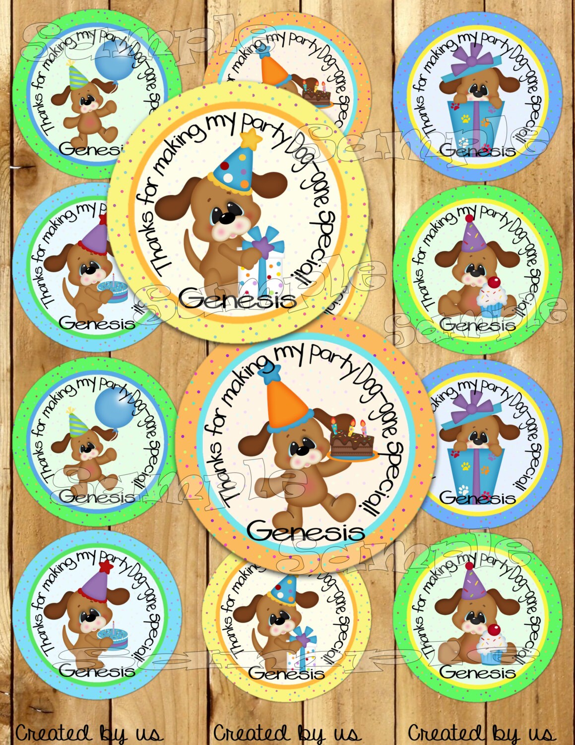 Puppy Birthday Stickers Party Favor Tags Thank You Tag Gift | Etsy