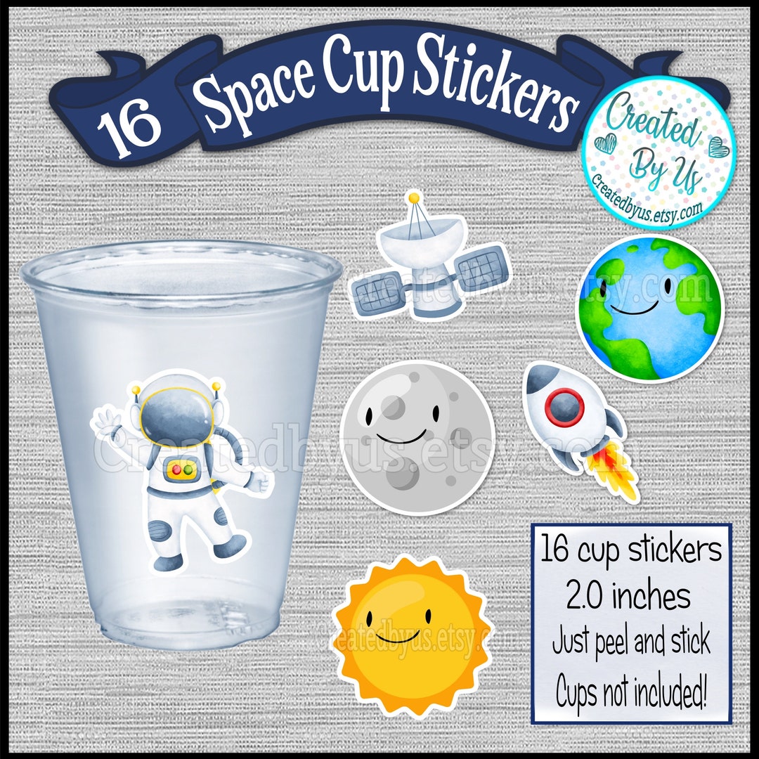 Space Party Cup Stickers Space Cup Stickers Disposable Cup Stickers ...