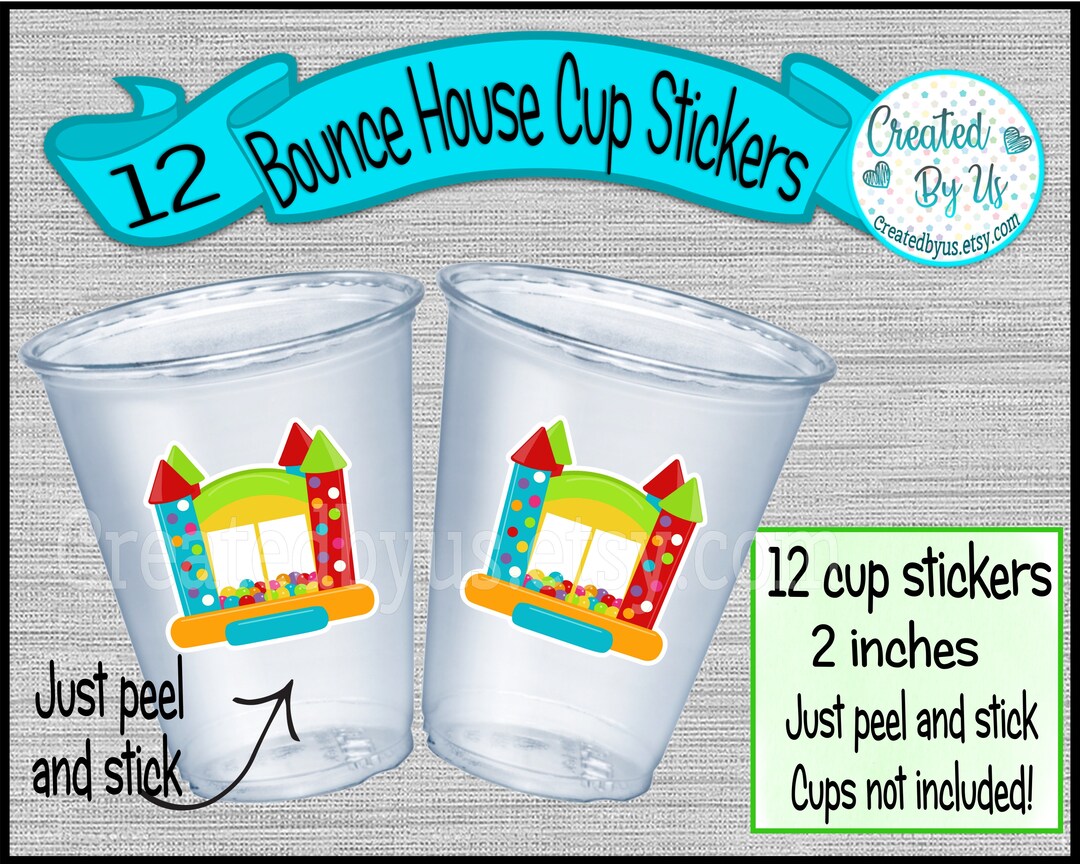 Bounce House Party Cup Stickers Jump House Birthday Party Disposable ...