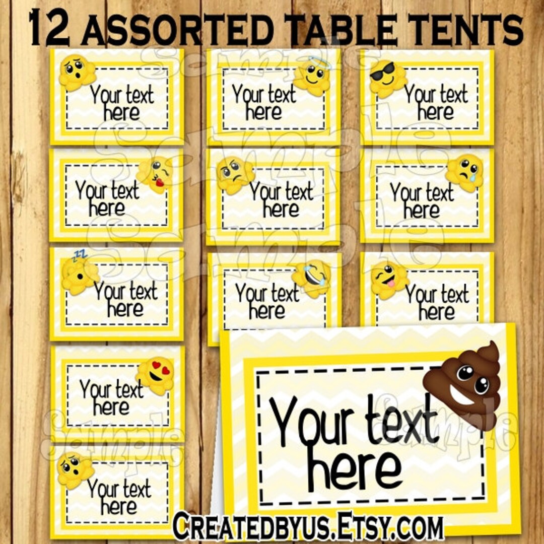 Emoticon Tent Cards Name Cards Table Place Cards Table Decorations ...