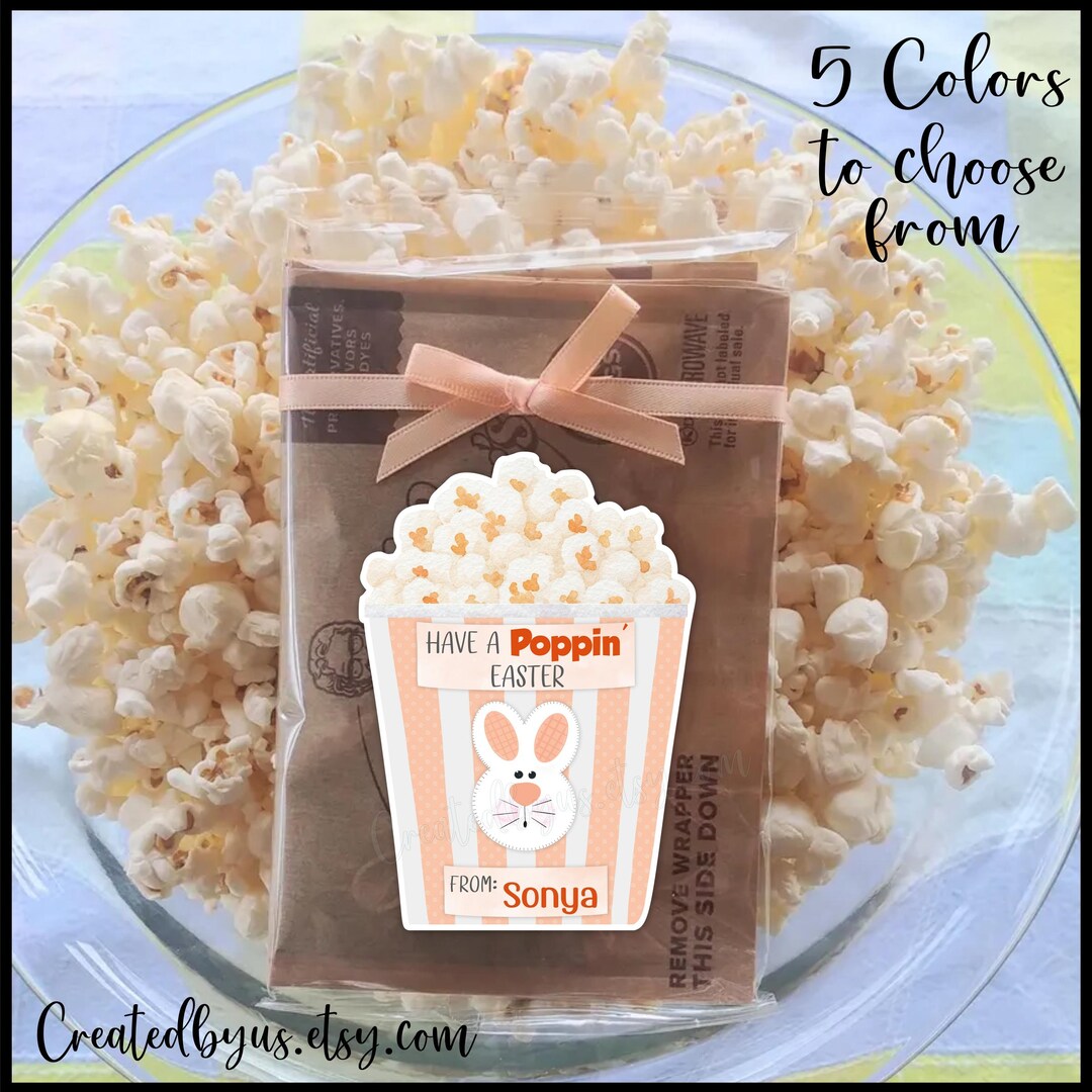 Easter Popcorn Stickers, Poppin' Easter Labels, Popcorn Bag Sticker ...