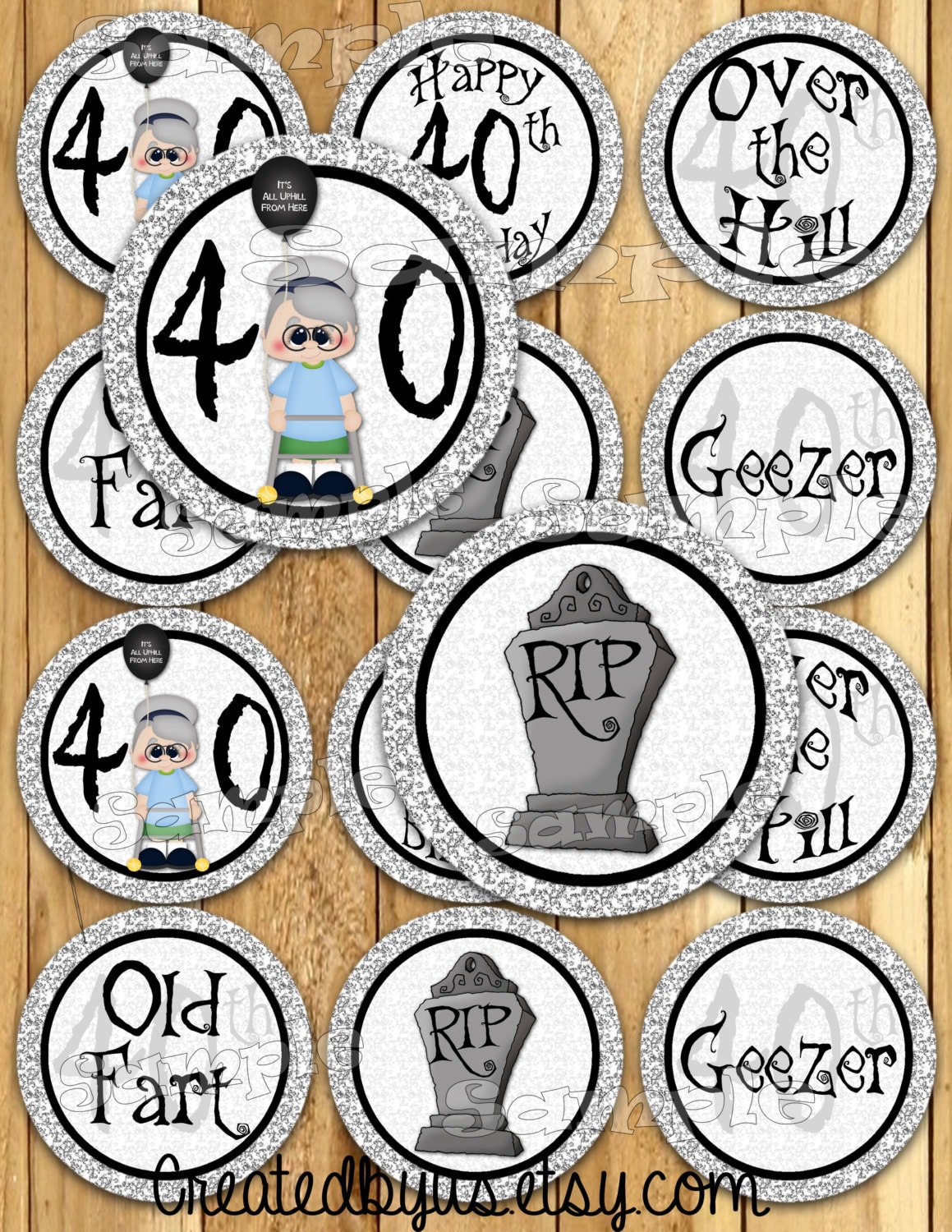 Over the Hill Stickers ANY AGE Birthday Party Favor Tags Thank | Etsy