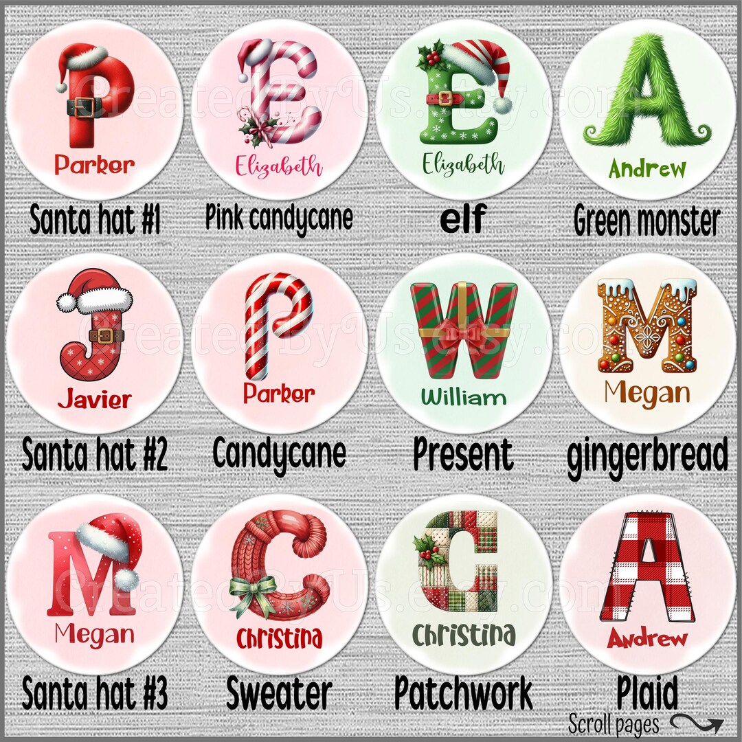 Initial Christmas Stickers, Personalized Initial Stickers, Letter ...