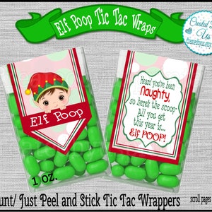 Boy Elf Poop Tic Tac Labels Stocking Stuffer Tic Tac Stickers Christmas ...