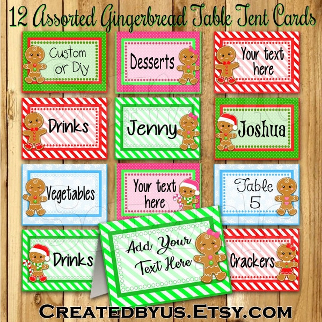 Gingerbread Tent Cards Name Cards Christmas Place Cards Table ...