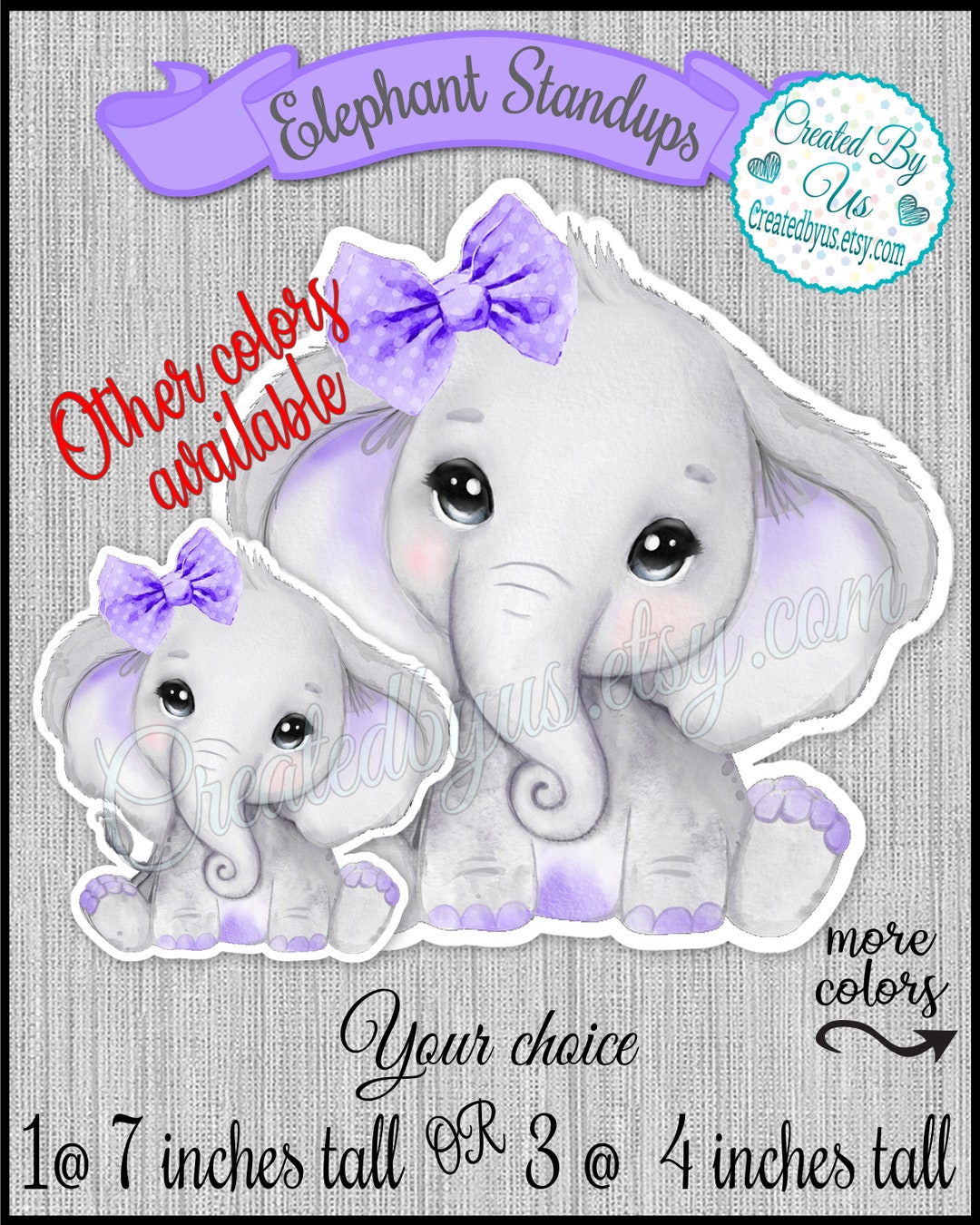 Girl Baby Elephant Stand up Cutouts for Party Decorations Girl Baby ...