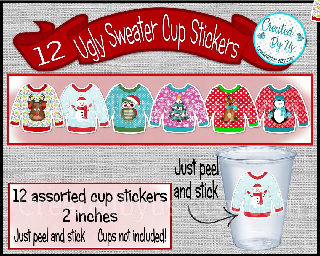 Christmas Sweater Party Cup Stickers Christmas Cup Stickers Christmas ...