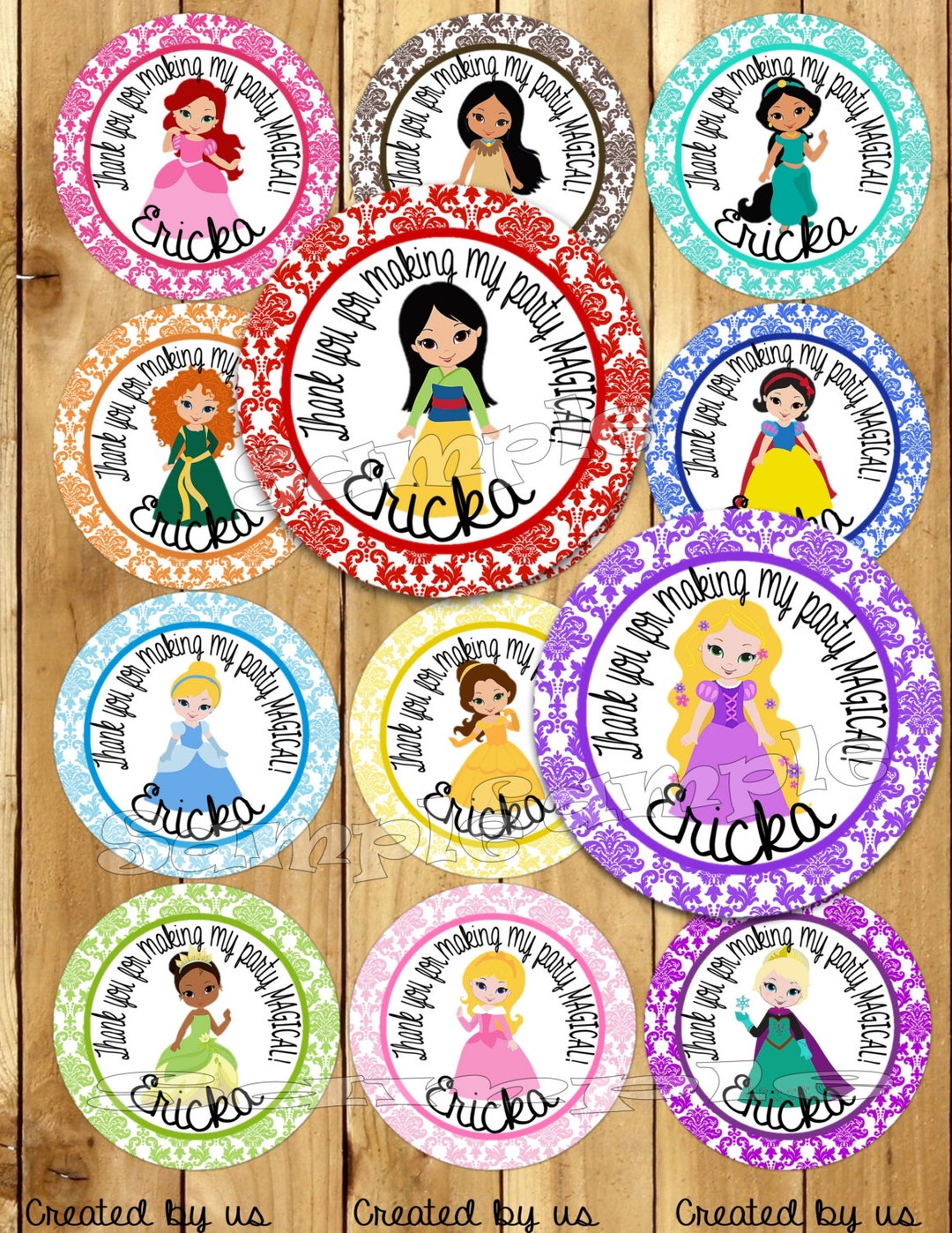 Princess Birthday Stickers Party Favor Tags Thank You Tag Gift - Etsy