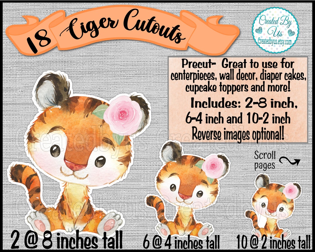 Girl Baby Tiger Cutouts Party Decorations Little Tiger Baby Shower It's ...