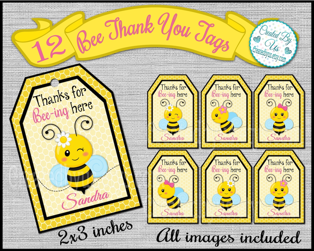 Bumble Bee Thank You Tags PERSONALIZED Bee Birthday Party Favors Mommy ...