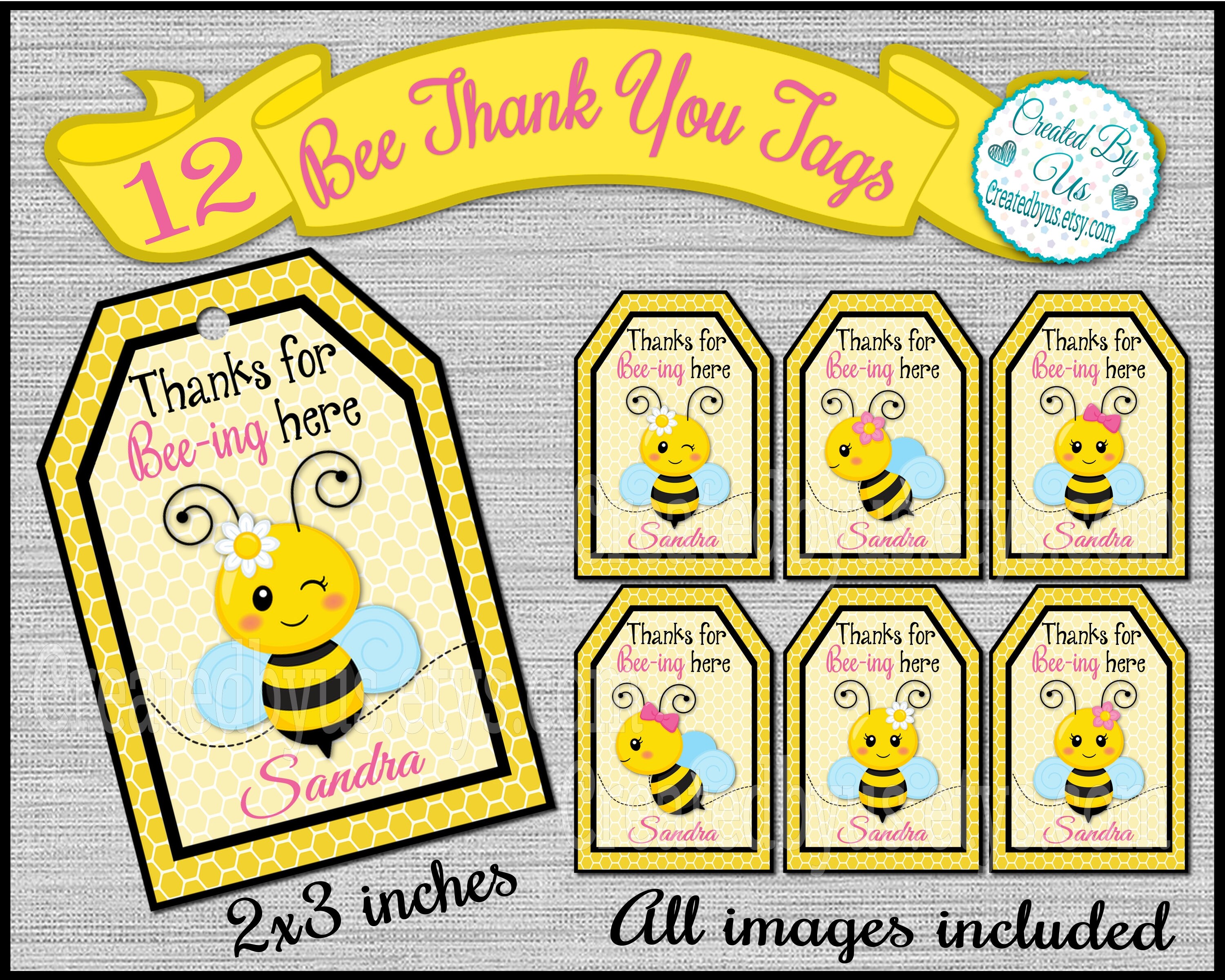 Bumble Bee Thank You Tags PERSONALIZED Bee Birthday Party - Etsy