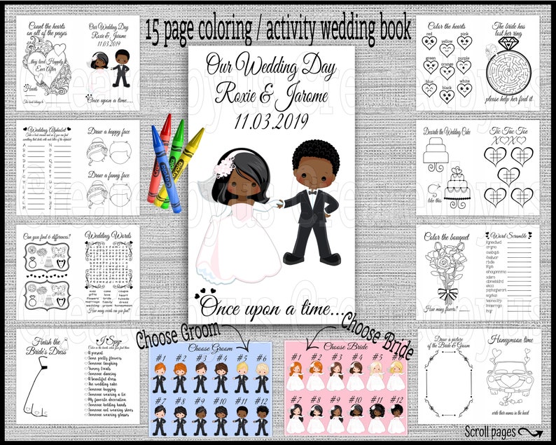 Custom Wedding Coloring Book Children's Activity Book 15 - Etsy