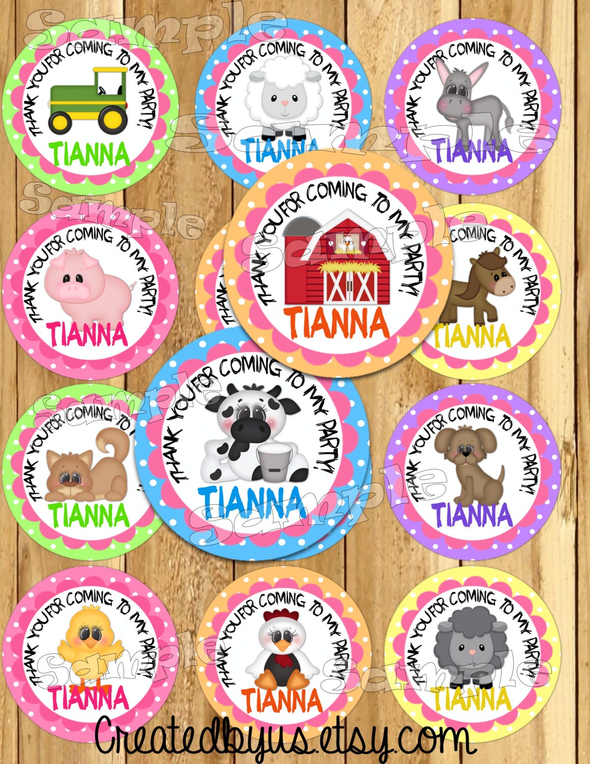 Farm Stickers Birthday Stickers Party Favor Tags Thank You | Etsy