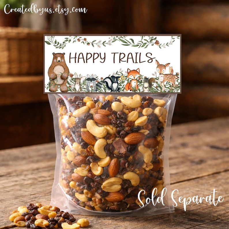 Happy Trail Stickers, Woodland Treat Bag Labels, Woodland Thank You ...