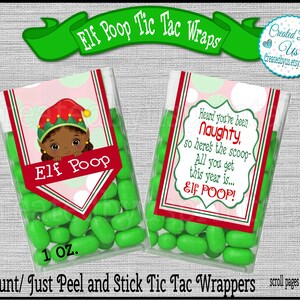 Girl Elf Poop Tic Tac Labels Stocking Stuffer Christmas Favors Tic Tac ...