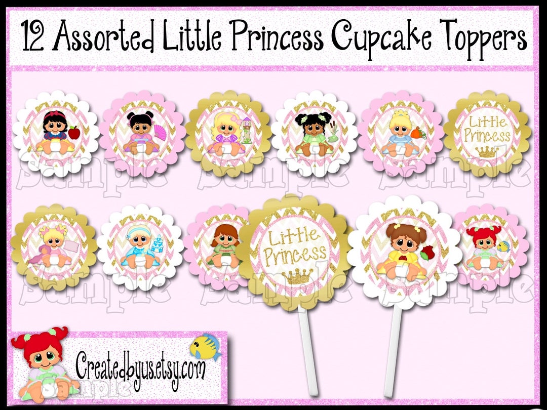 Little Princess Baby Shower Baby Princess Cupcake Toppers Princess ...