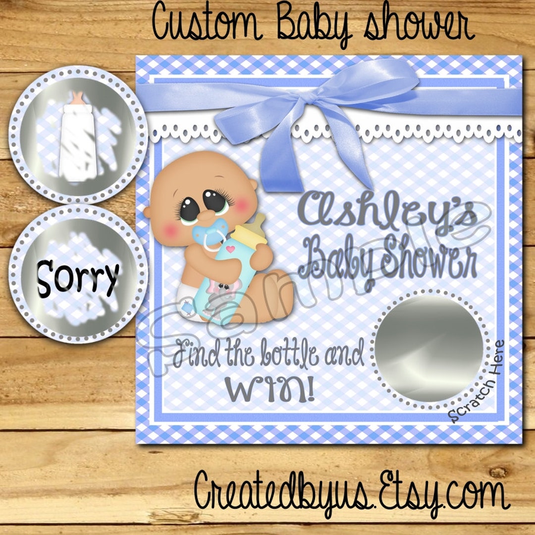 Baby Shower Game Baby Boy Shower Ideas Custom Game Cards Scratch off ...
