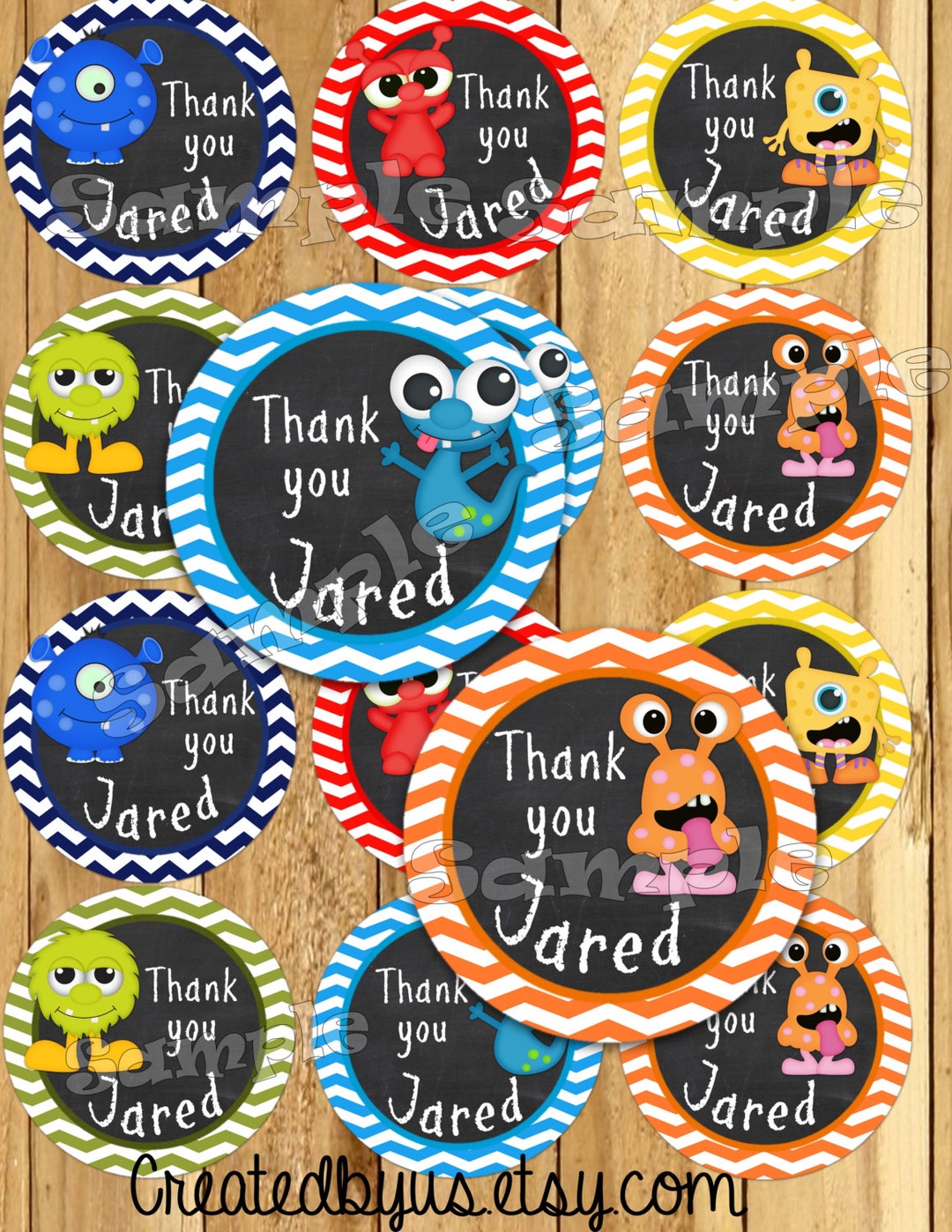 Monster Birthday Stickers Party Favor Tag Thank You Tag Gift Tag ...