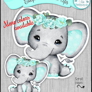 Girl Baby Elephant Stand up Cutouts Party Decorations Girl Baby Shower ...