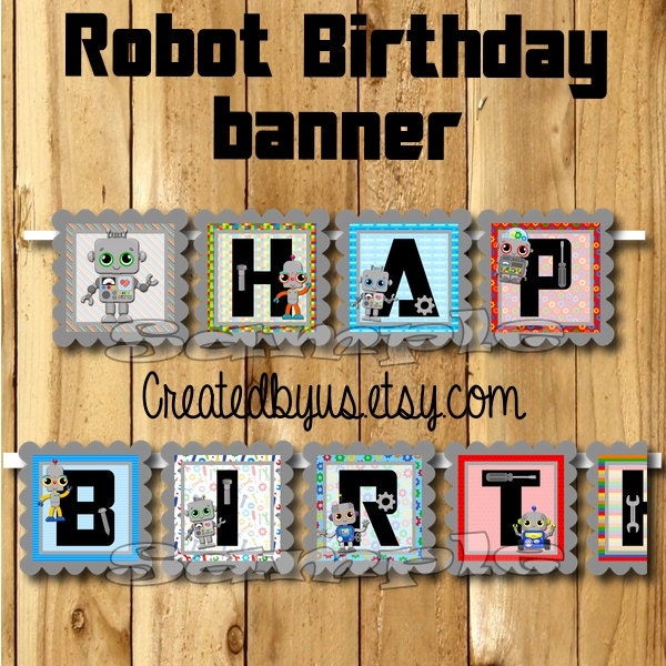 Robot Banner - Etsy
