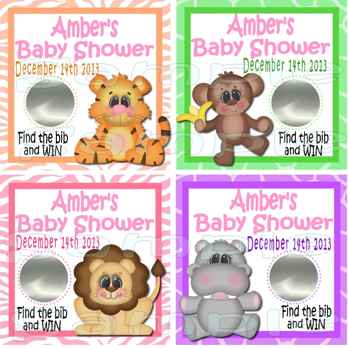 Baby Girl Scratch off Cards Jungle Baby Shower Game Scratch | Etsy