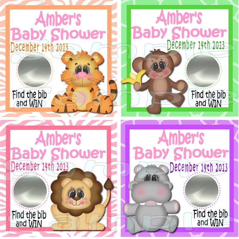 Baby Girl Scratch off Cards Jungle Baby Shower Game Scratch | Etsy