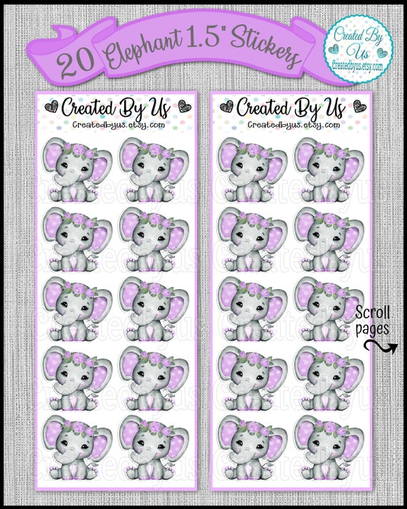 Purple Baby Girl Elephant stickers cup stickers Little peanut | Etsy