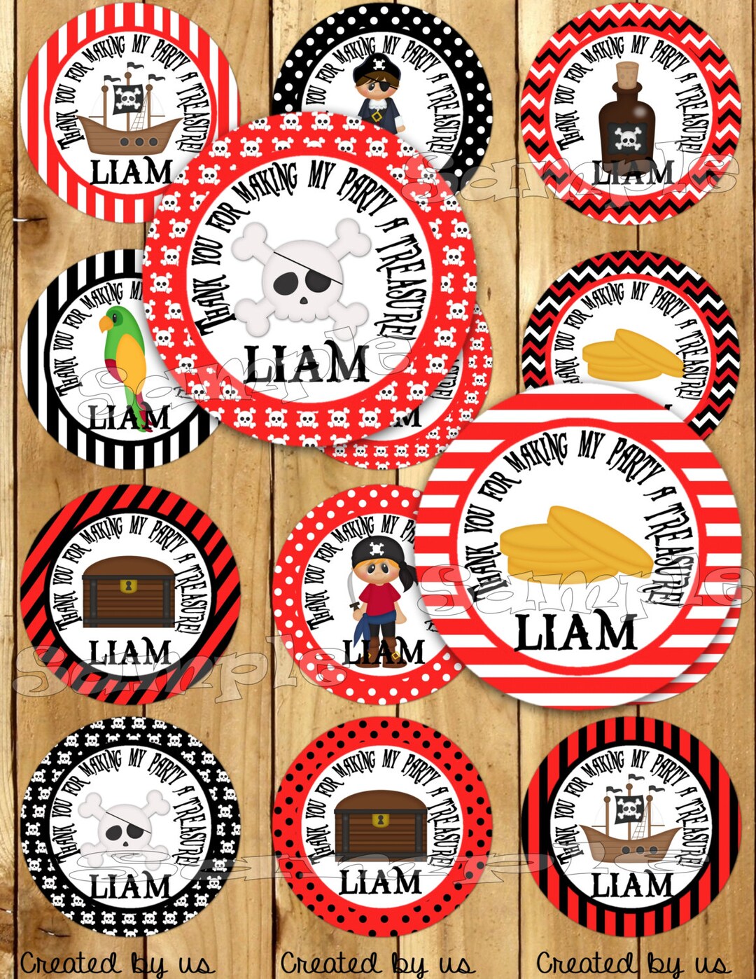 Pirate Boy Birthday Stickers Party Favor Tag Thank You Tags Gift Tag ...