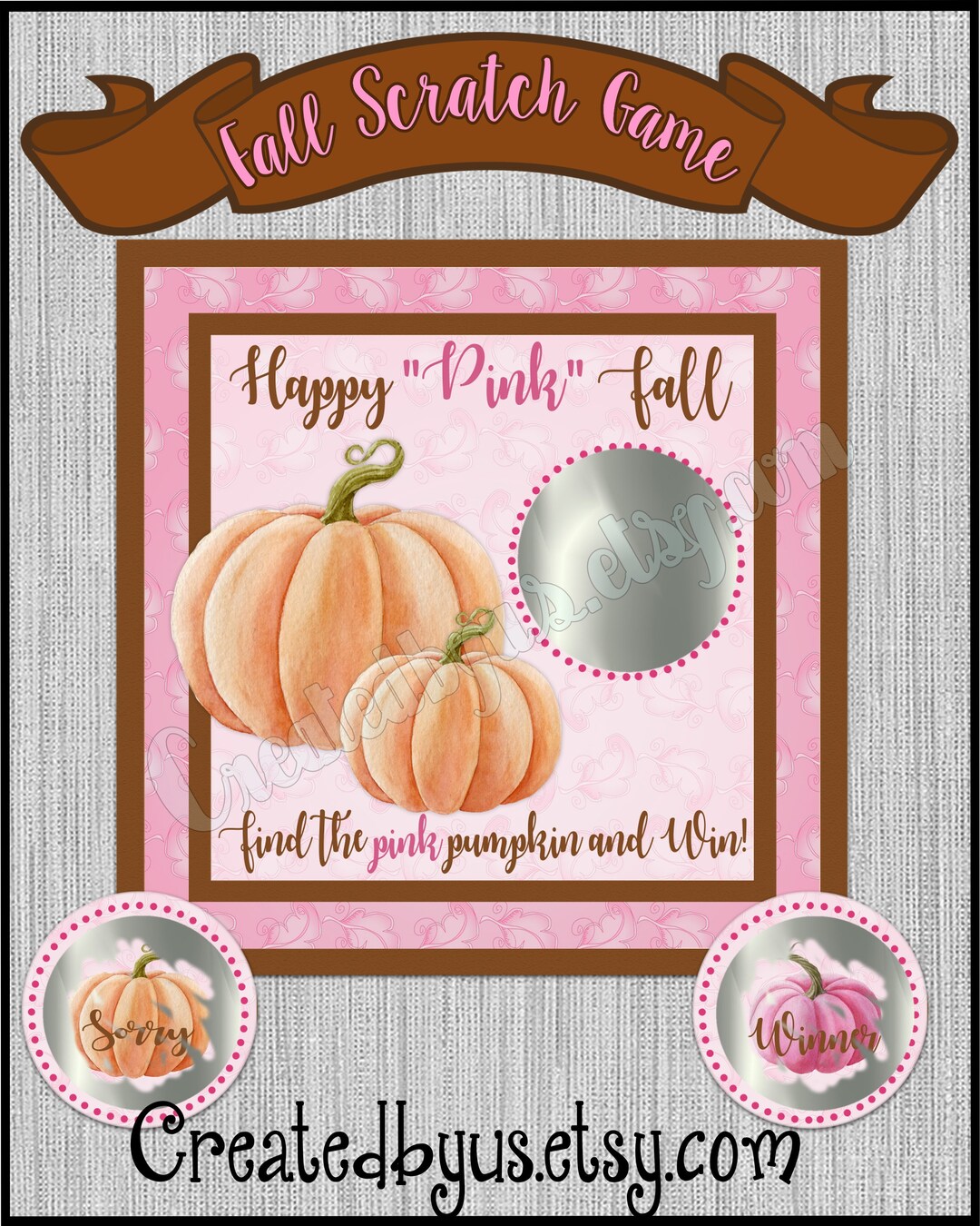 Fall Game Scratch off Cards Thanksgiving Party Game Scratch Tags Pink ...