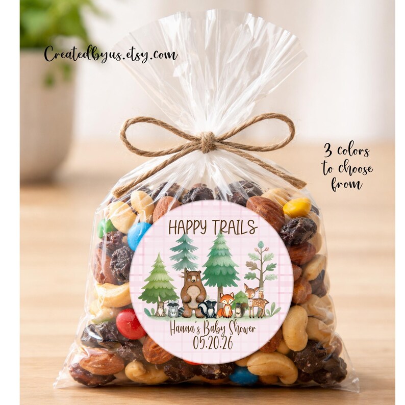 Happy Trails Treat Bag Labels, Woodland Baby Shower Stickers - Etsy