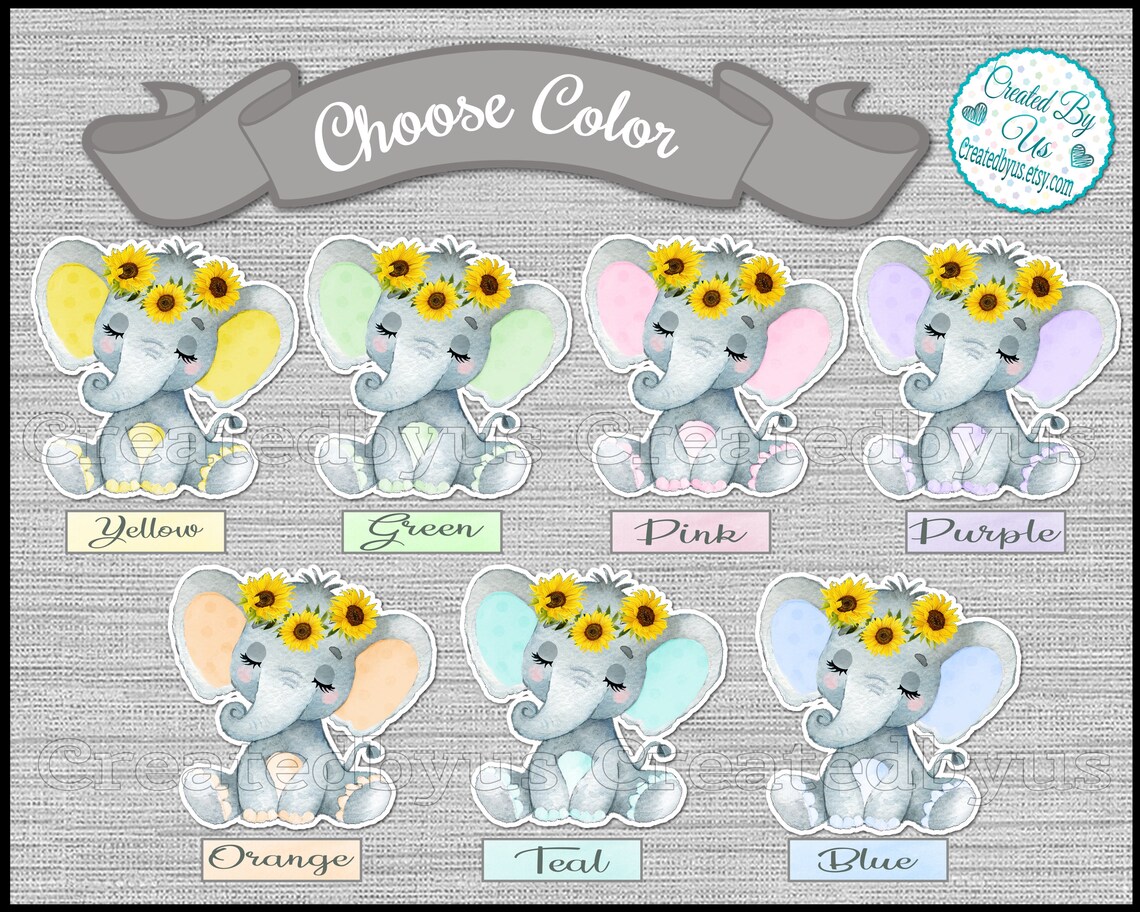 Girl Baby Elephant Cutout Decoration Watercolor Sleeping Elephant Baby ...