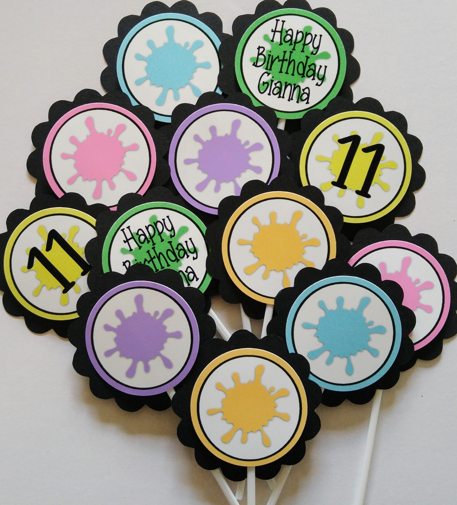 Paint Party Toppers Paintball Splatter Cupcake Topper Girl | Etsy