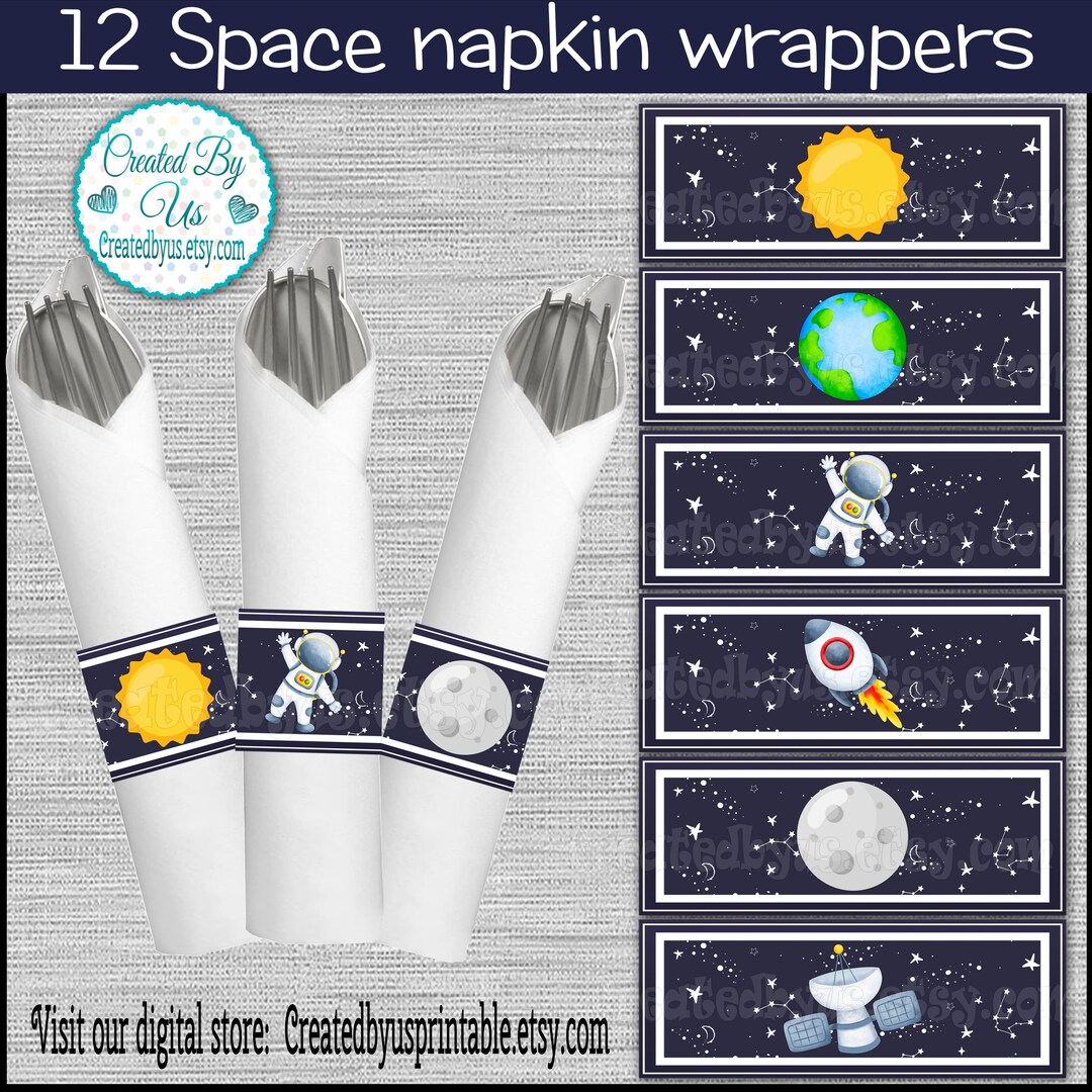 Space Napkin Wrappers Outer Space Birthday Party Decorations Space ...