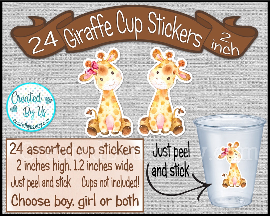 Baby Giraffe Party Cup Stickers Girl Giraffe Boy Giraffe Stickers ...