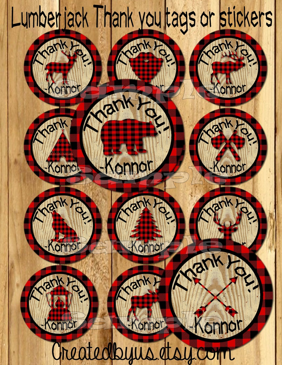 Lumberjack Thank You Tags Lumber Jack Stickers Wild One Party Favor ...