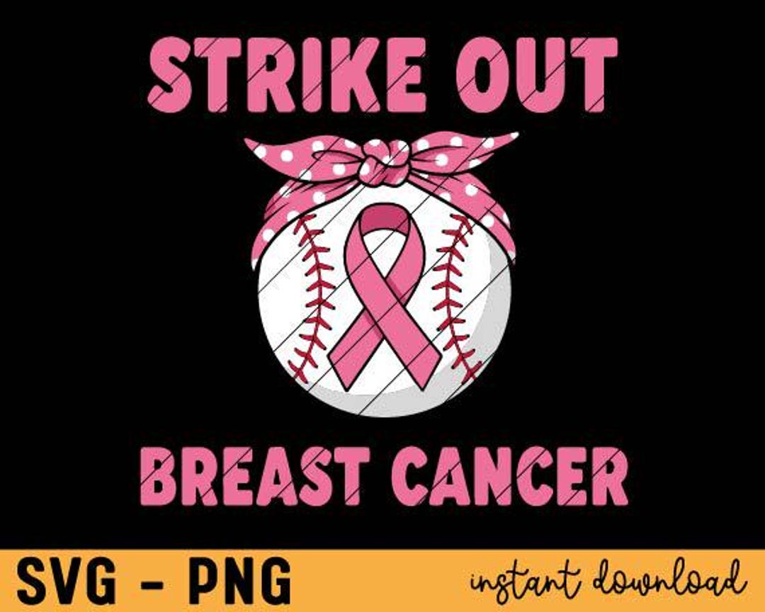 Breast Cancer Awareness Baseball SVG, Pink Ribbon Design (digital ...