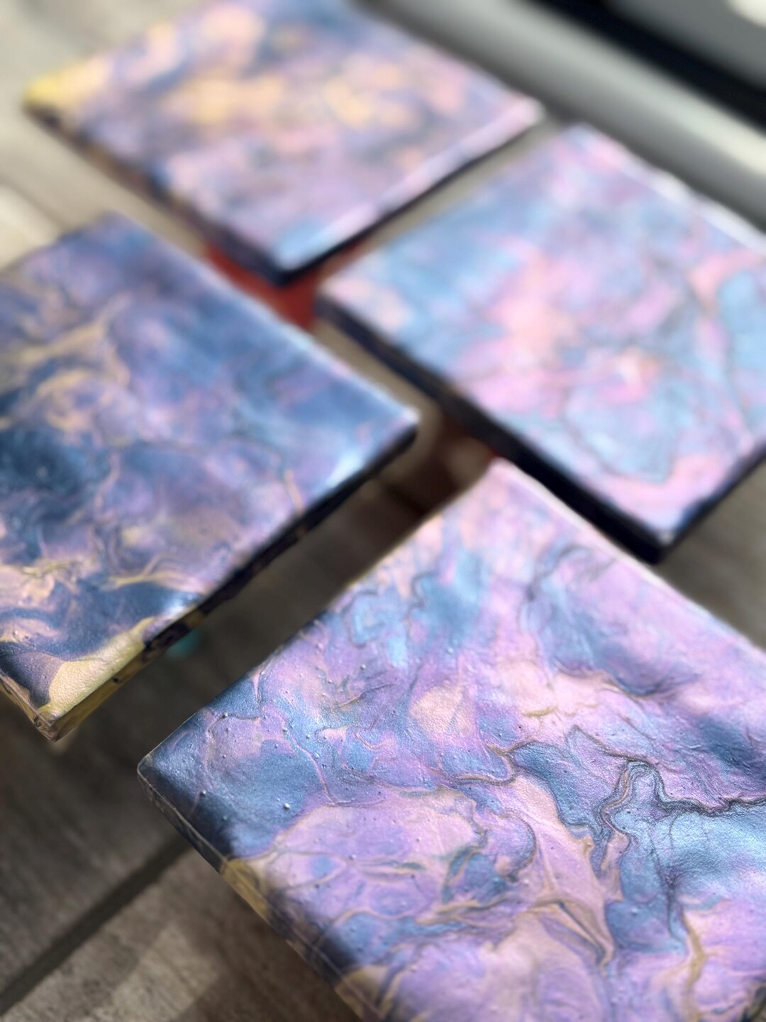 Hand Painted Ceramic Coasters - Set of Four - Etsy