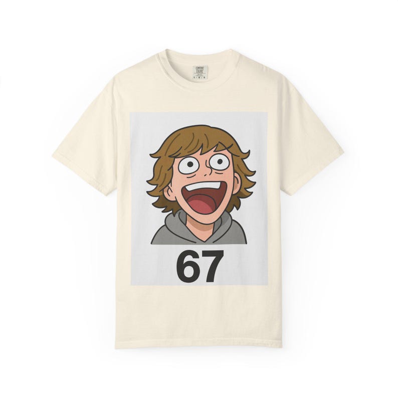 Funny 67 Meme Shirt | Cartoon Face Graphic Tee | Viral Number Humor T ...