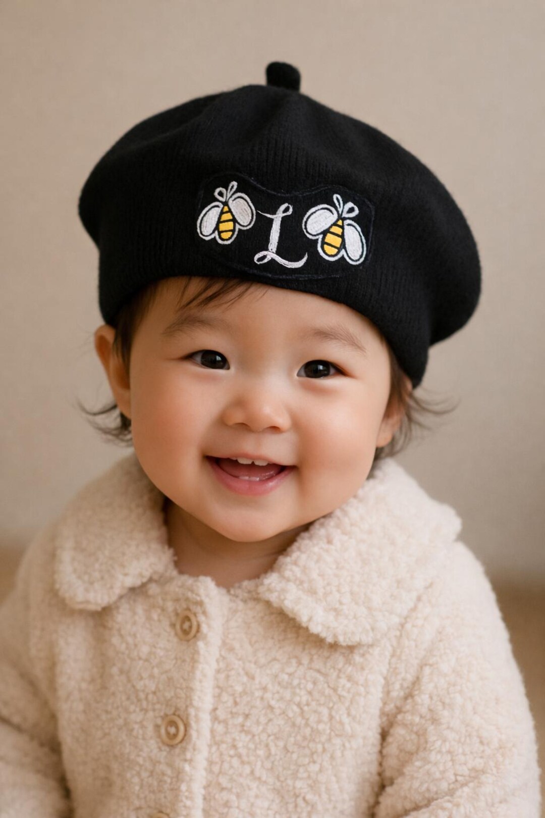 Personalized Knit Baby Beret Hat - 3 to 18 Months - Etsy