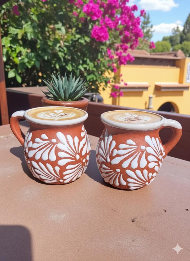 Cielito Lindo Mexican Coffee Mugs – 16 Oz | Brown & White | Lead-free ...