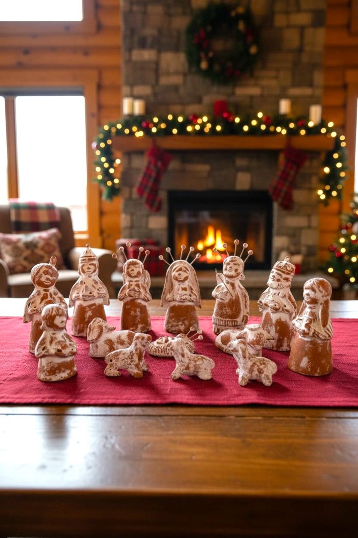 Handmade Mexican Clay Nativity Set • 14-piece Folk Art Christmas Creche ...