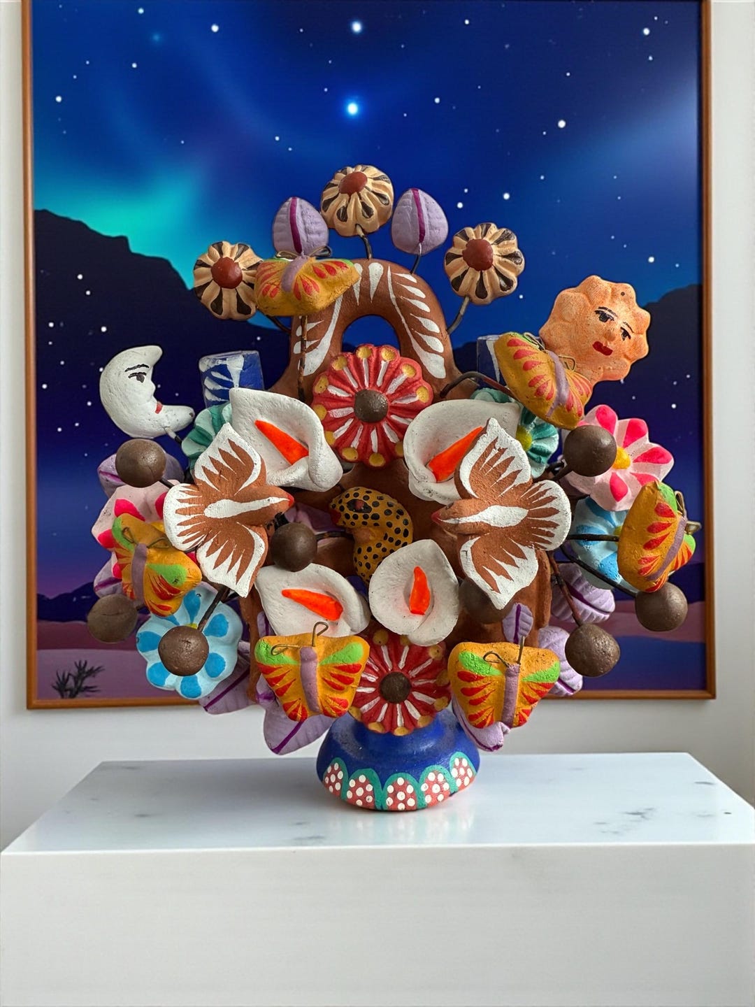 Hand-painted Clay Tree of Life - Mexican Folk Art Decoration (6.25 ...