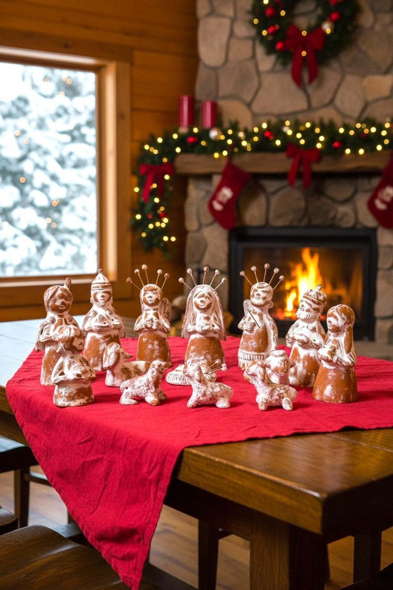 Handmade Mexican Clay Nativity Set • 14-piece Folk Art Christmas Creche ...