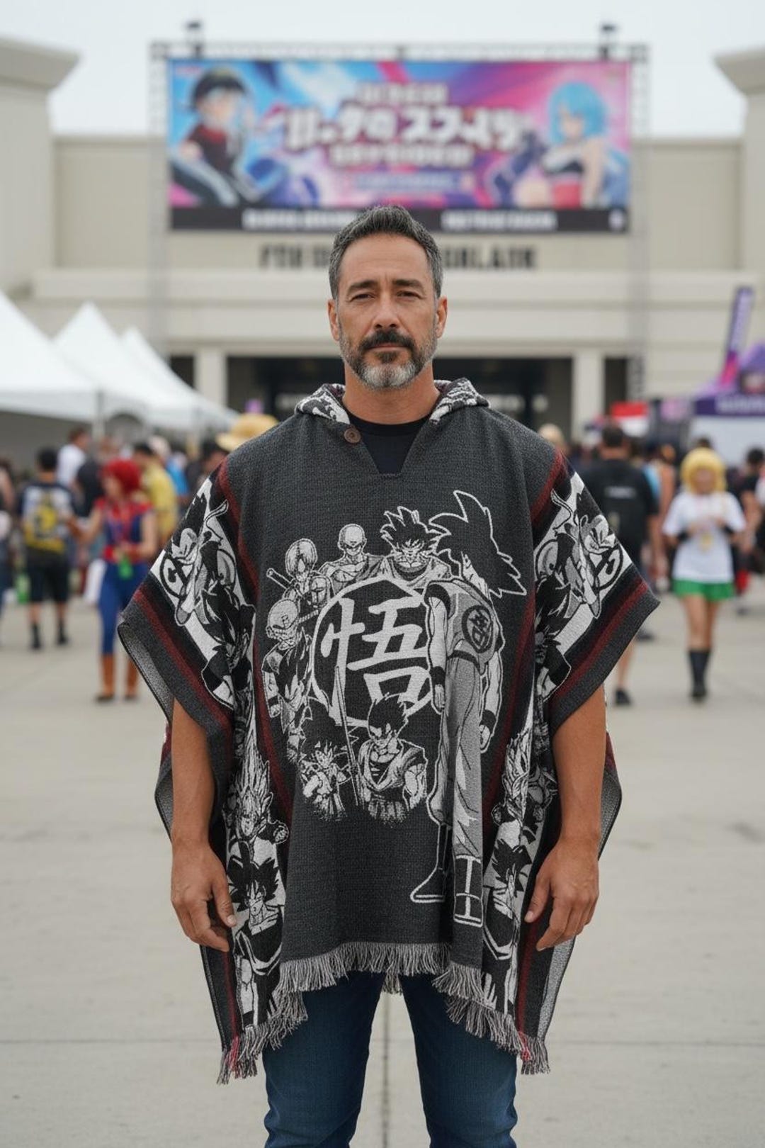 Handmade Dragon Ball Z Poncho With Hoodie: Mexican Artisan Anime Cape ...
